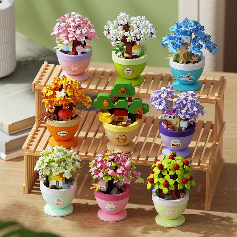 Apple Fruit Tree Building Blocks Potted Flowers Series Building Blocks ...