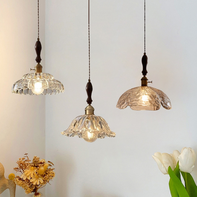 AIMI Retro Petal Glass Chandelier Ceiling Light Restaurant Living Room ...