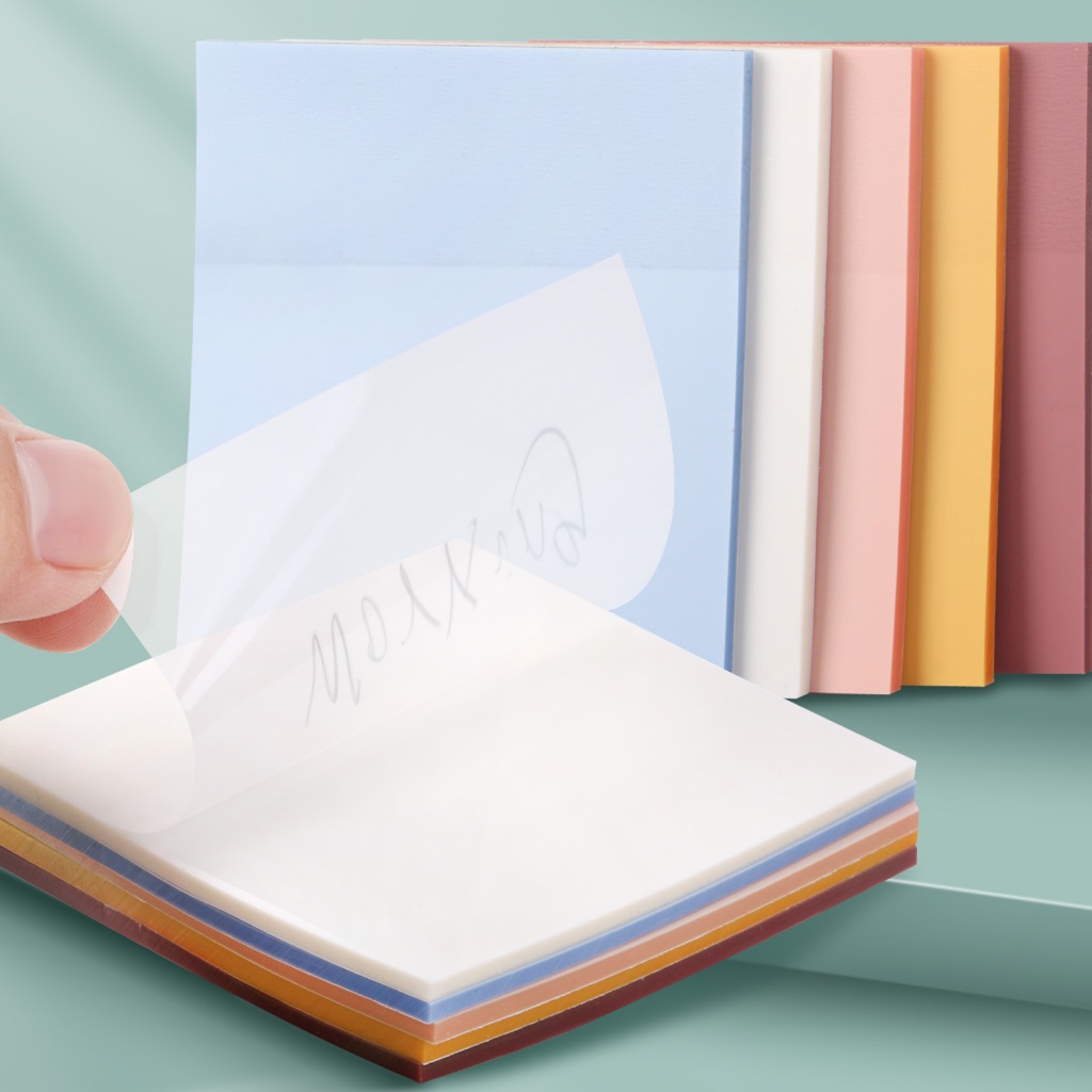 100 Sheets Waterproof Transparent PET Sticky Notes Pads Multi-Color See ...