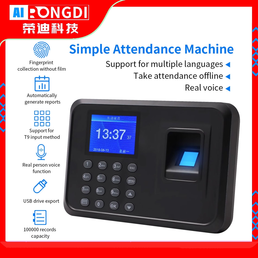 Biometric Fingerprint Attendance System Electric Time Clock Recorder ...