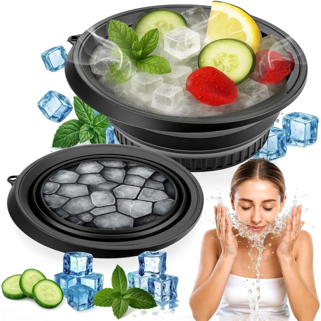 Silicone Cooling Ice Face Bucket Folding Ice Facials Wash Basin Face ...