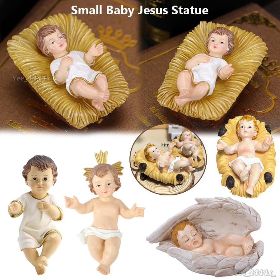 Statue of Baby Jesus in his manger Small Christmas manger Baby Jesus ...