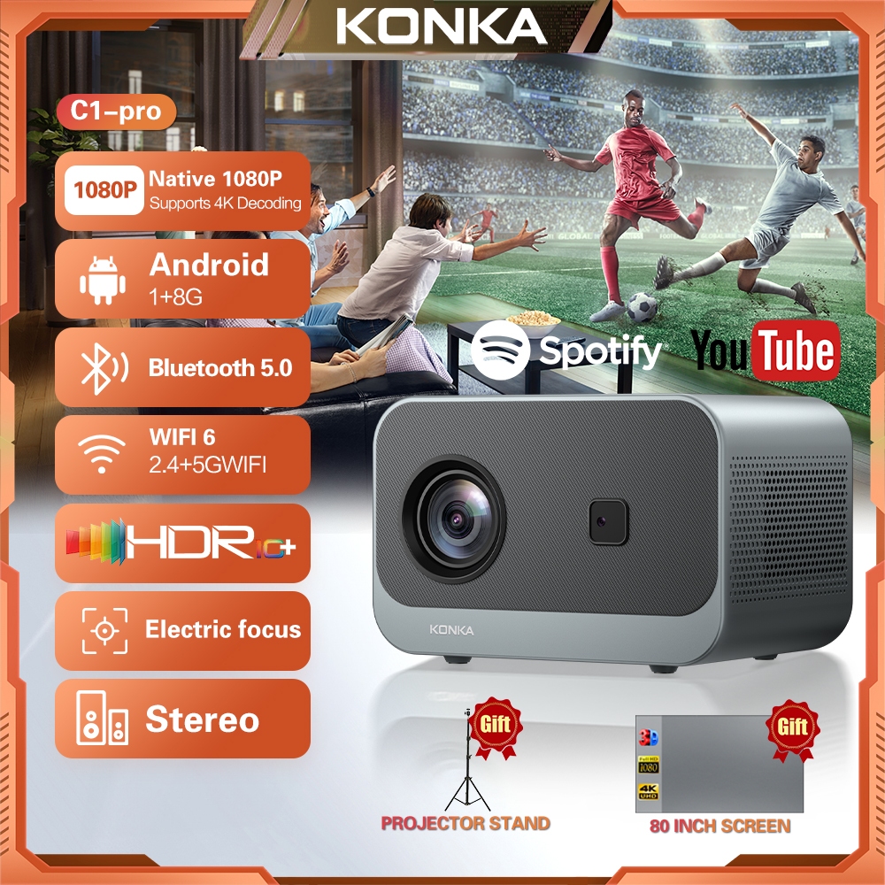 【1-year warranty】KONKA C1Pro Smart WiFi Projector, 1080P Full HD ...
