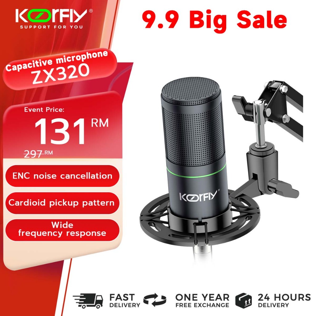 Koorfly ZX320 48V Capacitance Mikrofon profesional Anchor Desktop ...
