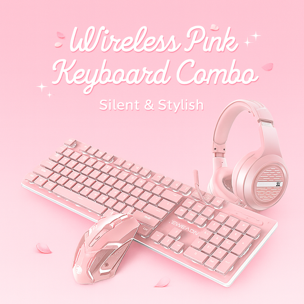 X7 Wireless Keyboard Mouse Combo Pink｜Silent Office Keyboard Mouse Set ...