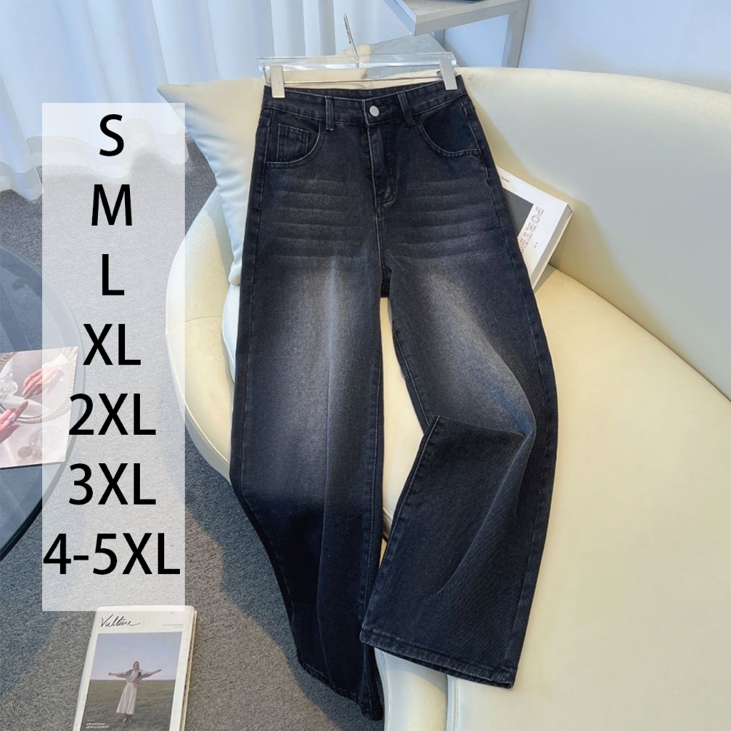 Pants Long jeans Wide-Leg 牛仔裤 长裤 straight-leg casual pantsHigh-Waist ...
