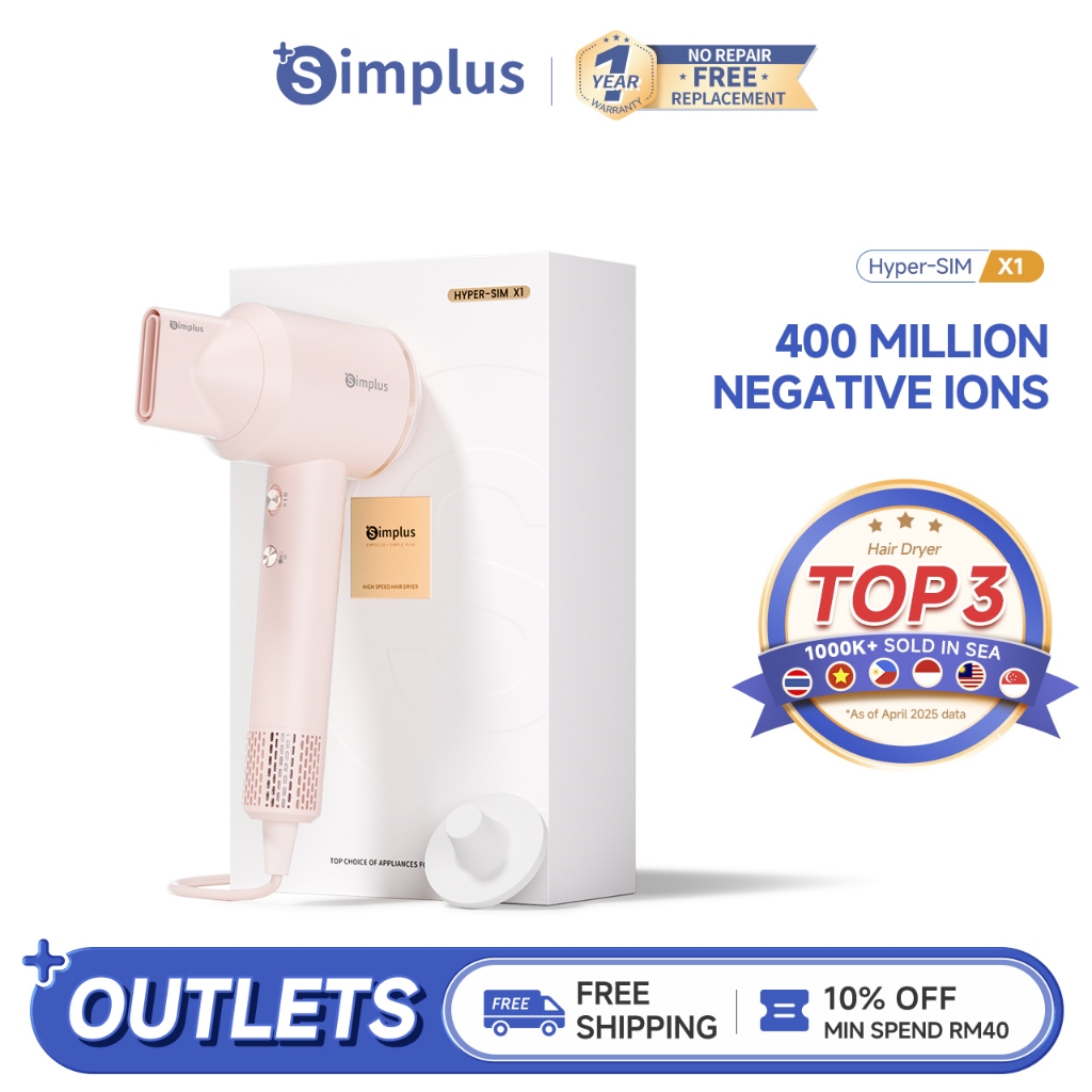 Simplus Compact Lightweight Ionic Fast Dry Hair Dryer (402g/1200W ...
