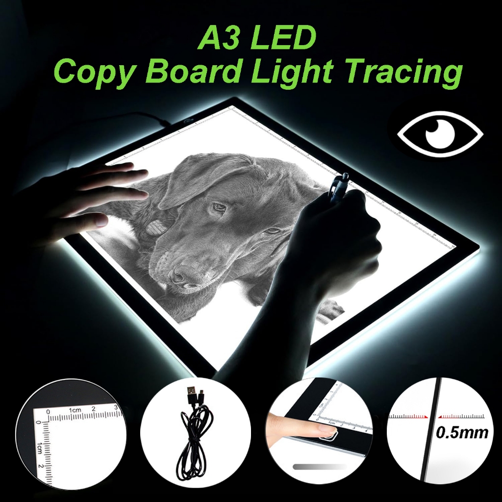 A3 LED Light Pad Tracing Board, Ultra-Thin Dimmable Drawing Board, USB ...