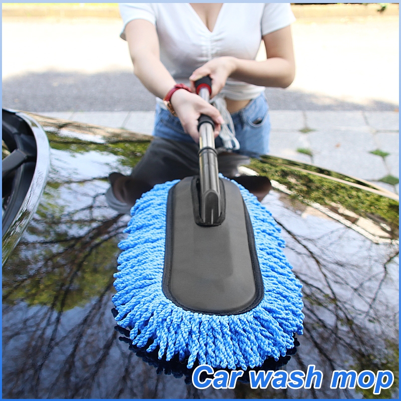 MKZCAR Car Wash Mop Adjustable Telescoping Car Cleaning Mop Long Handle ...