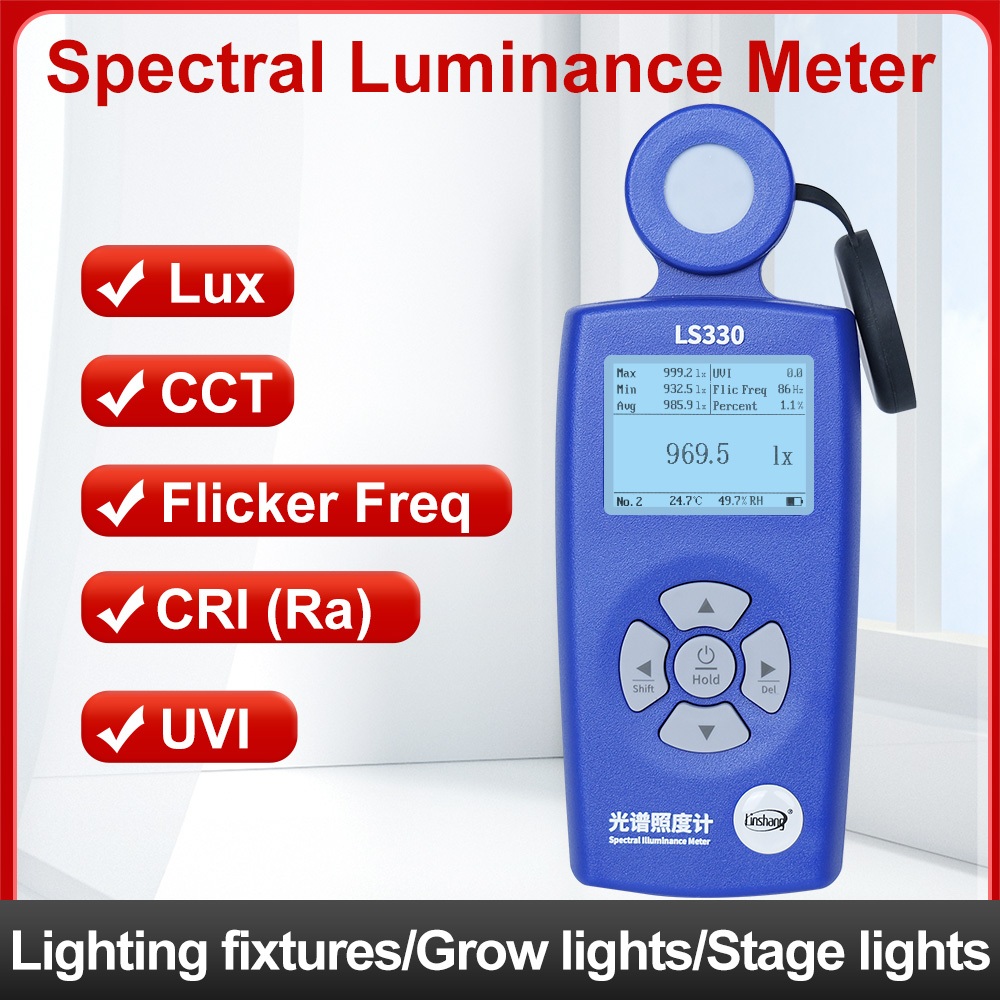 Linshang LS330 Lux Meter Spectral Light Meter Luxmeter PPFD CCT UVI CRI Spectrum Curve ...
