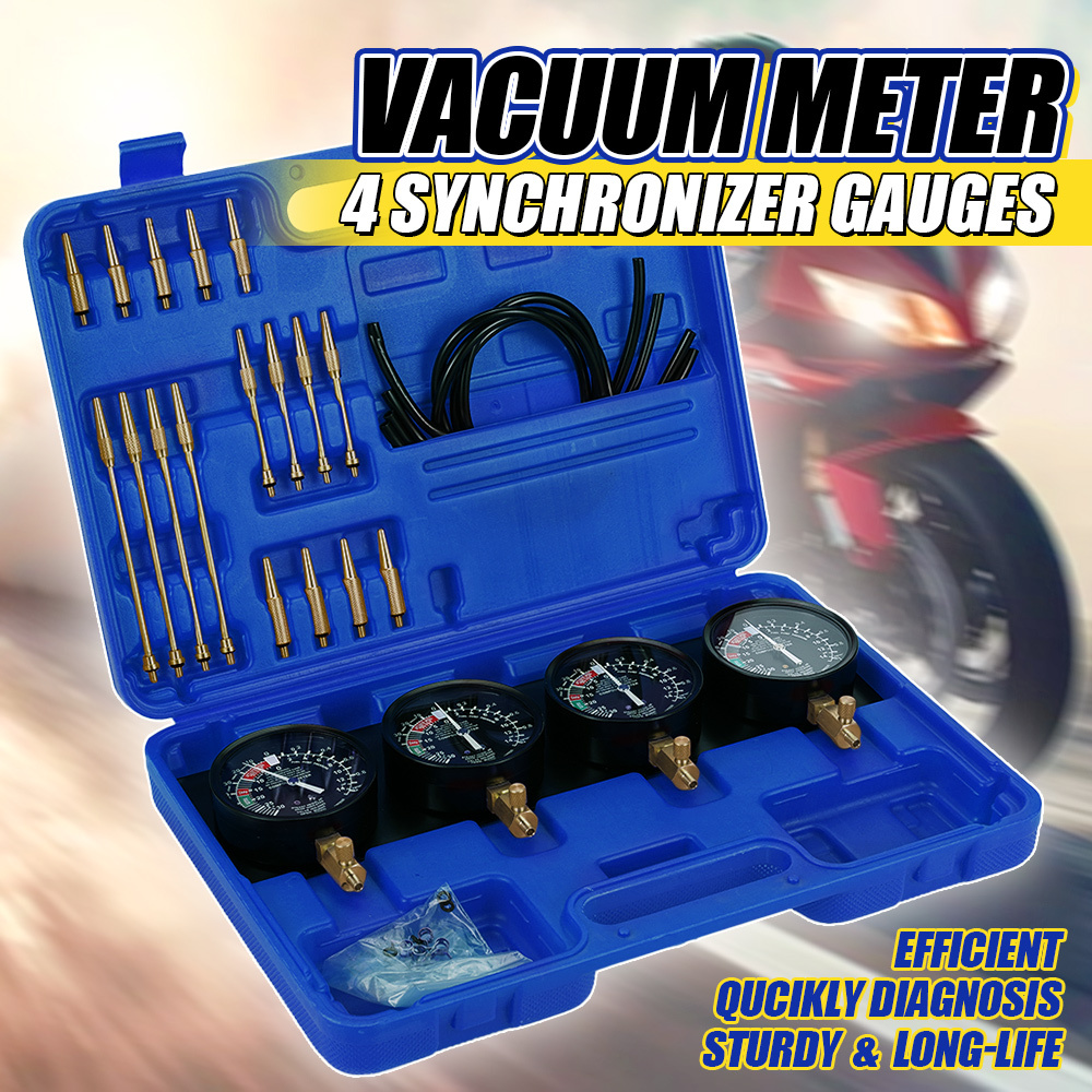 Vacuum Carburetor Synchronizer Carb Tool sync 4 Gauge Set with Rubber ...