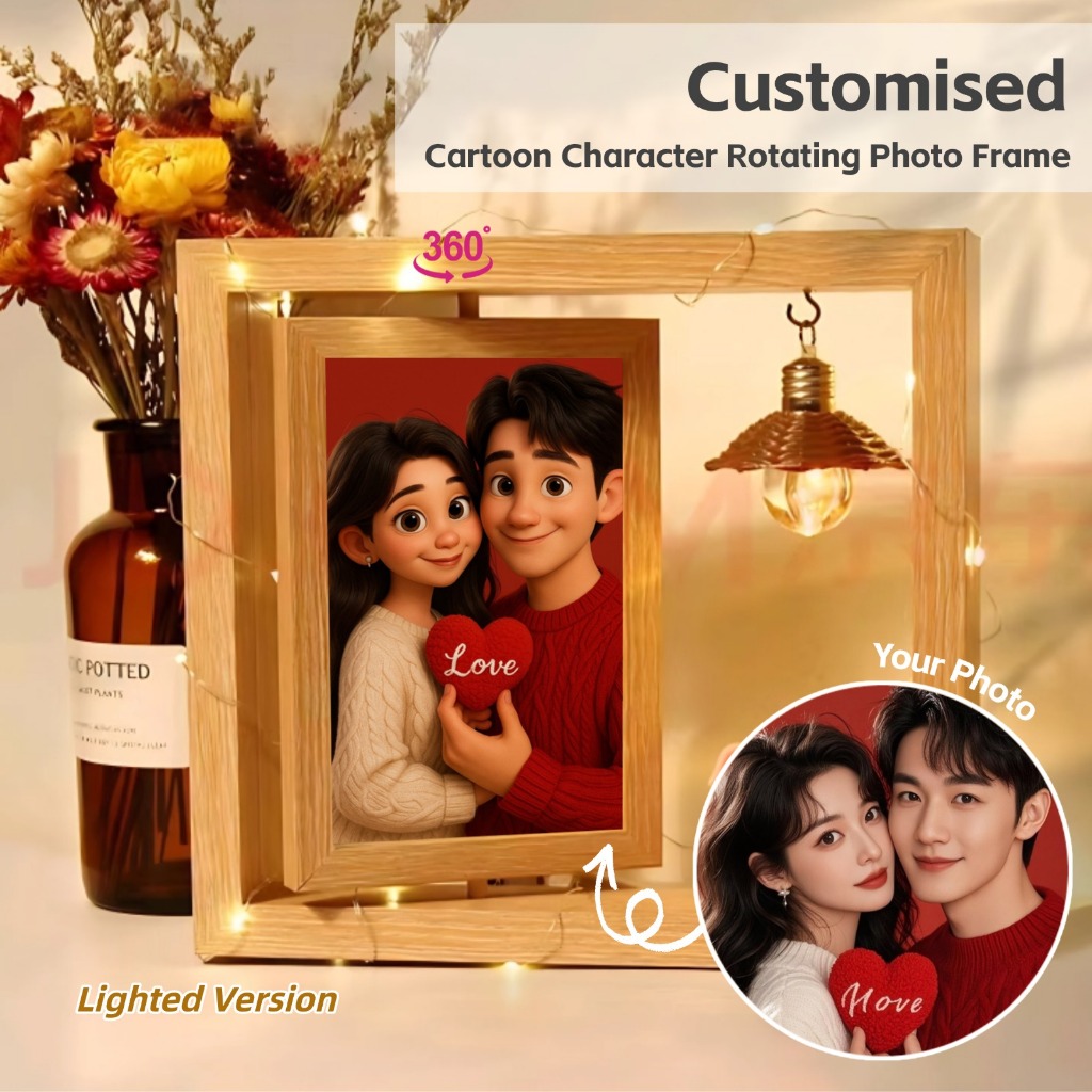 Customised Cartoon Character Rotating Photo Frame, Personalised Cartoon ...