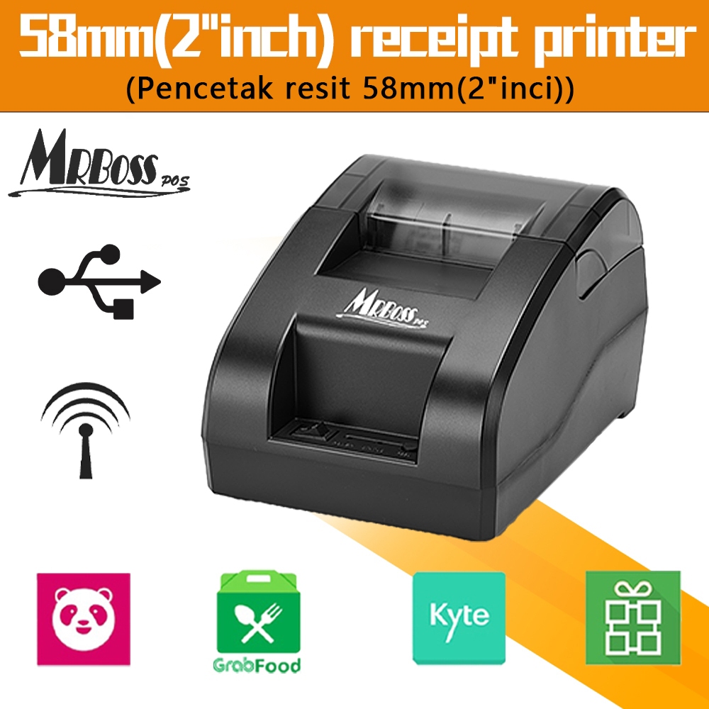 2" 58mm Thermal Receipt Printer POS Cash Till Register USB+Bluetooth ...