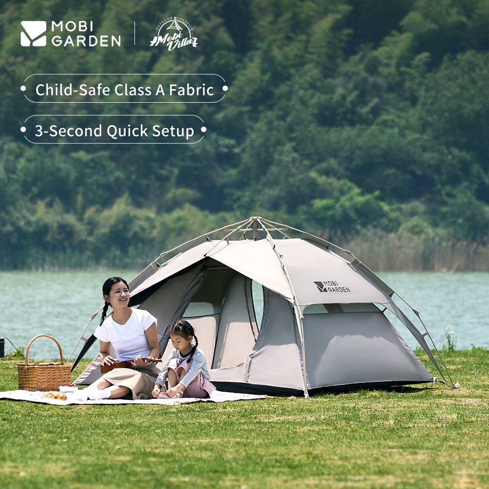 MOBI GARDEN 3-Second Quick Opening Of Vinyl Tent Family Park Tent ...