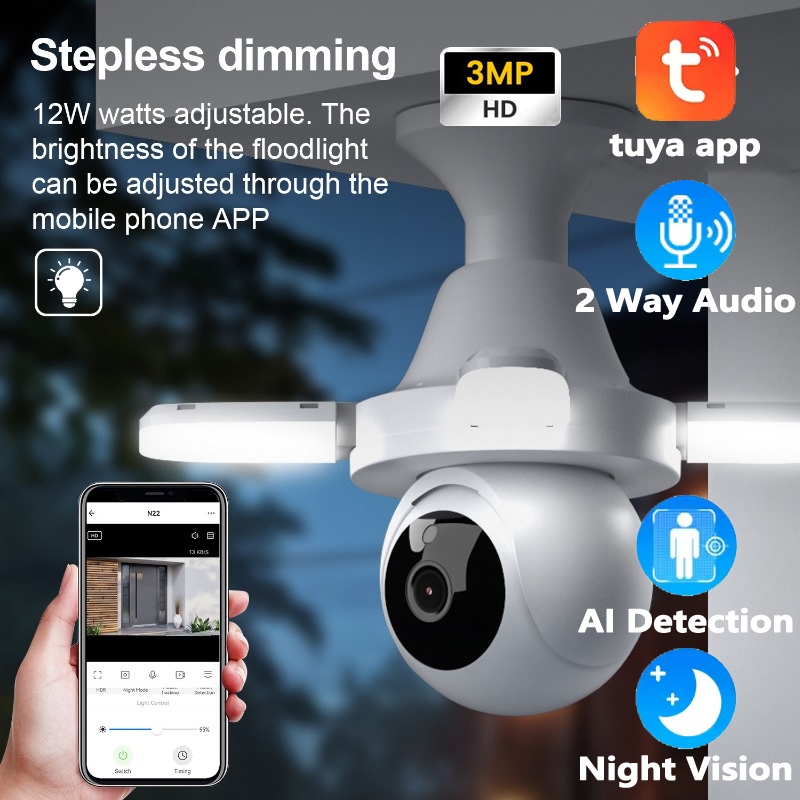 Tuya Camera Wireless 2.4G WiFi Security Camera with 4 Adjustable Panels ...