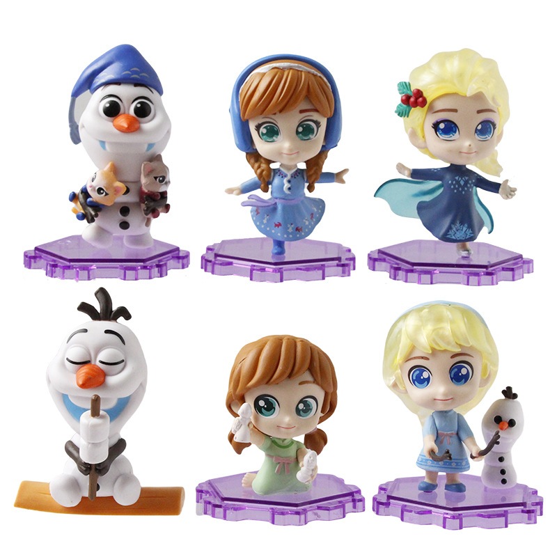 6Pcs/Set Frozen Figures Elsa Anna Princess Olaf Doll Snow World Action ...