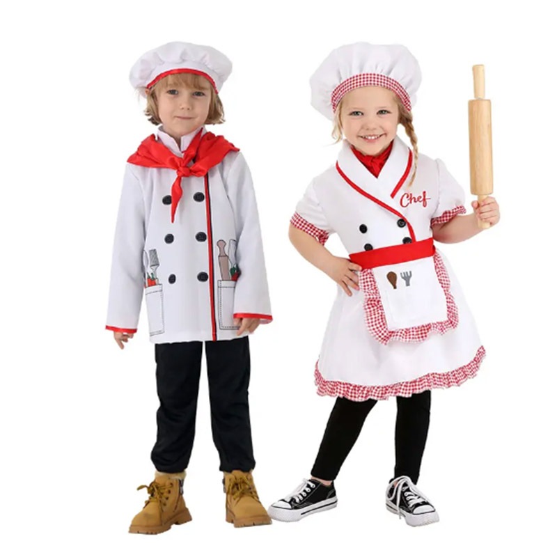 Boys Chef Coat Halloween Fancy Dress Up Costume With Chef Hat For ...