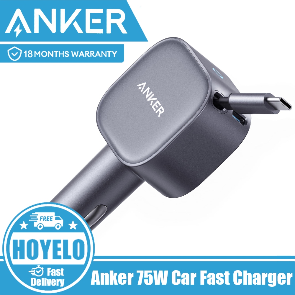 Anker 75W Car Fast Charger With Cable, Smooth Retraction with ...