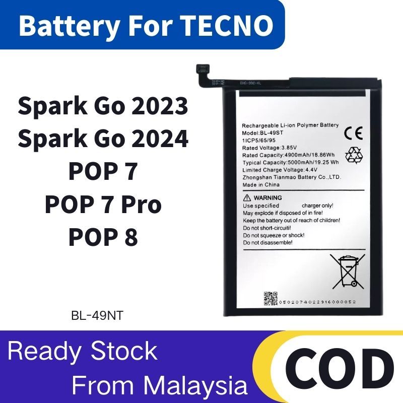 Battery Bateri Compatible For TECNO Spark Go 2023 / Spark Go 2024 / POP ...