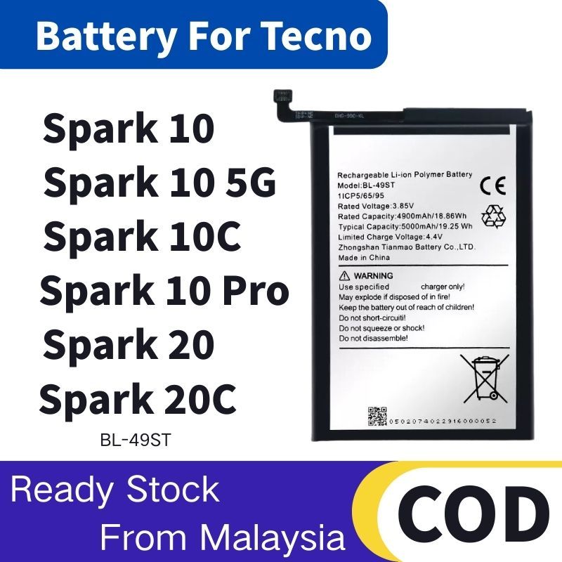 Battery Bateri Compatible For TECNO Spark 10 / Spark 10C / Spark 10 Pro ...
