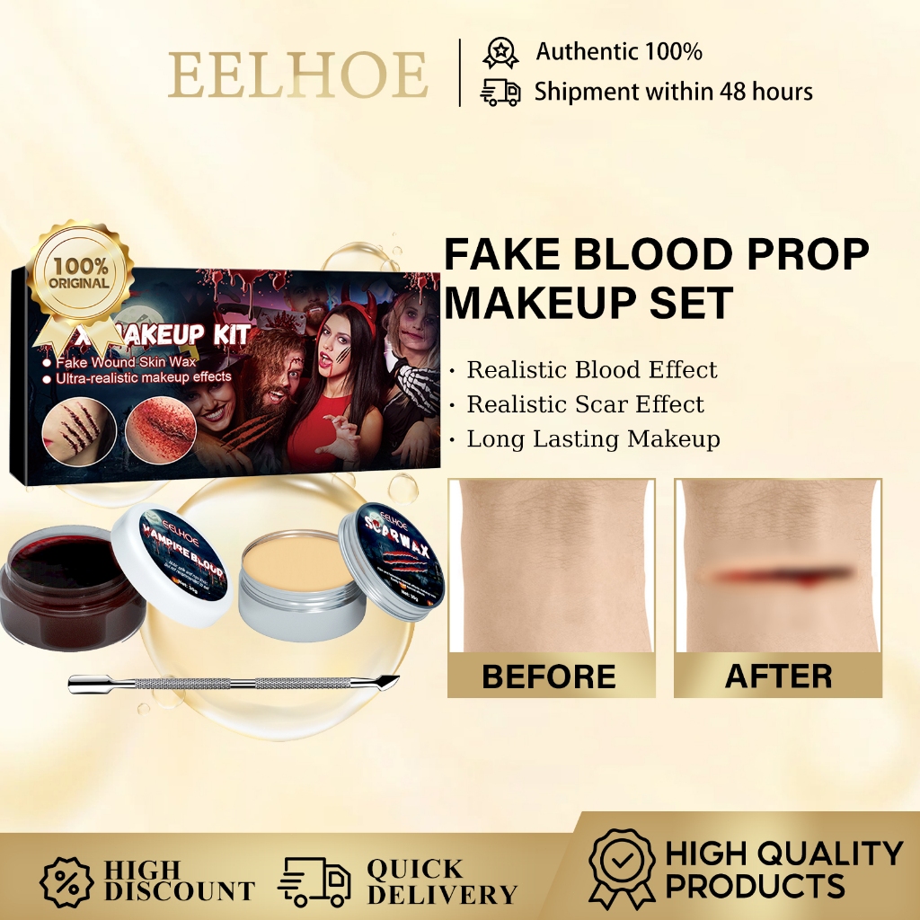 EELHOE Fake Blood Prop Makeup Set Halloween Realistic Fake Blood Makeup ...