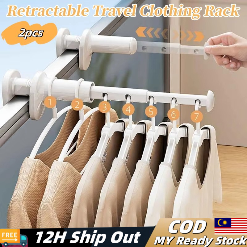 (Local Stock) 2pcs Foldable Travel Clothe Drying Rack Retractable ...