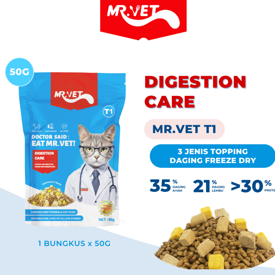 MR.VET ﻿Cat Food T1 Packs 50G, Helps Reduce Hairballs, For Digestion ...