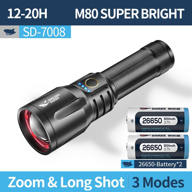 SMILING SHARK Rechargeable Torch Light Led M80 10000LM Powerful ...