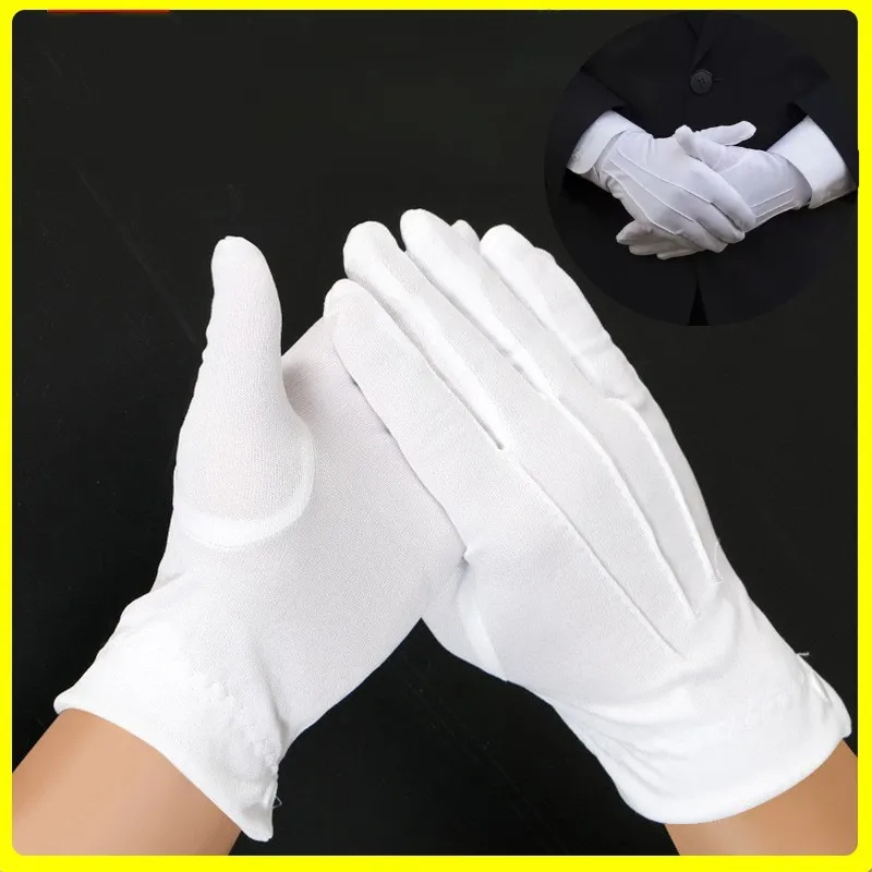 1Pair White Cotton Formal Adult Gloves for Parades/Catering/Ceremony ...