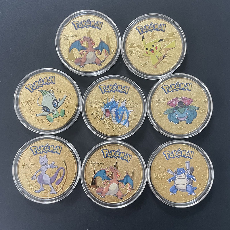 Pokemon Anime Gold Plated Game Commemorative Coin Pikachu Charizard ...