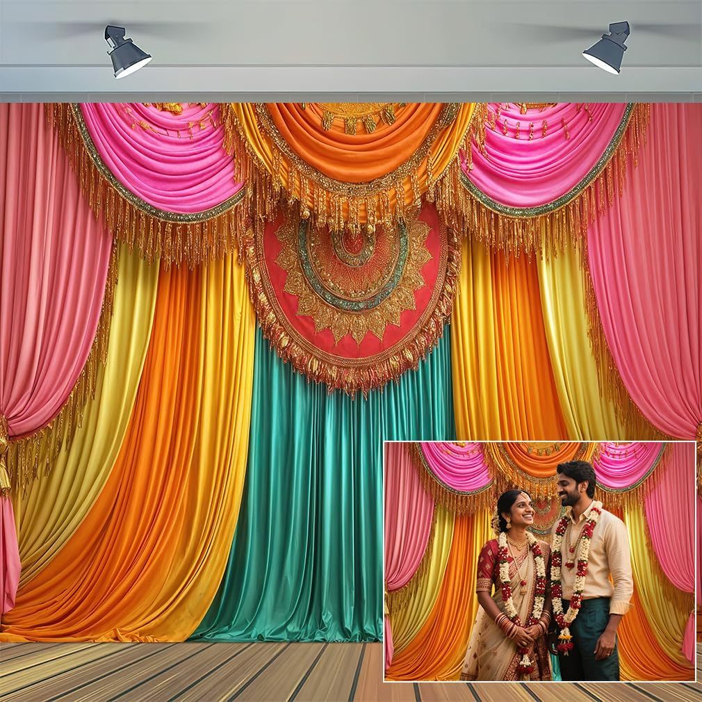 7 x 5 ft Indian Traditional Photography Background Colorful Curtain ...