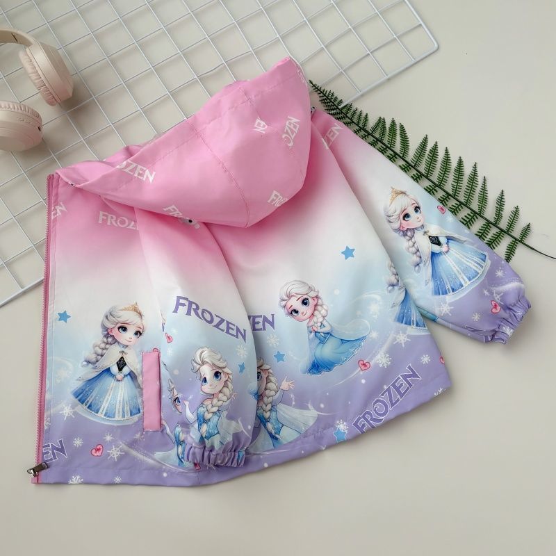 Frozen Children Cartoon Windbreaker Jacket 2025 Spring Autumn Kid Girl ...
