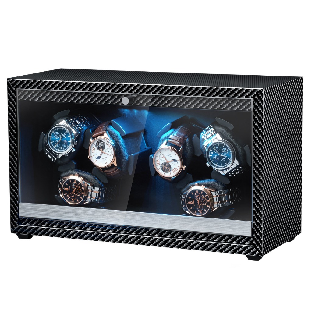 (Local delivery) Carbon Fiber Automatic Watch Winder with LED Light, 6/ ...
