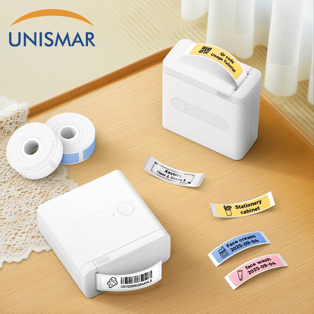 Unismar Inkless Thermal Printer D12 Portable Label Printer Bluetooth ...