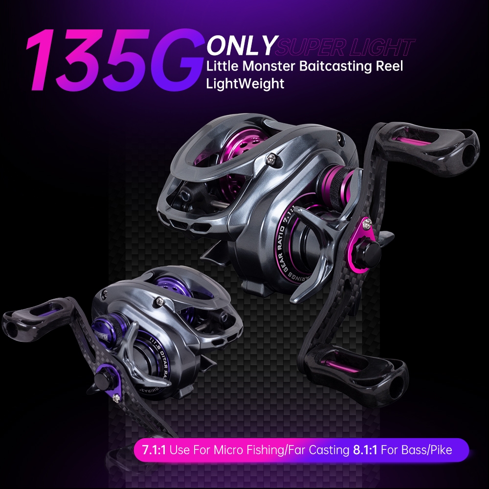 Kingdom MICRO MONSTER Casting Fishing Reel 135g 7.1:1/8.1:1 Gear Ratio ...