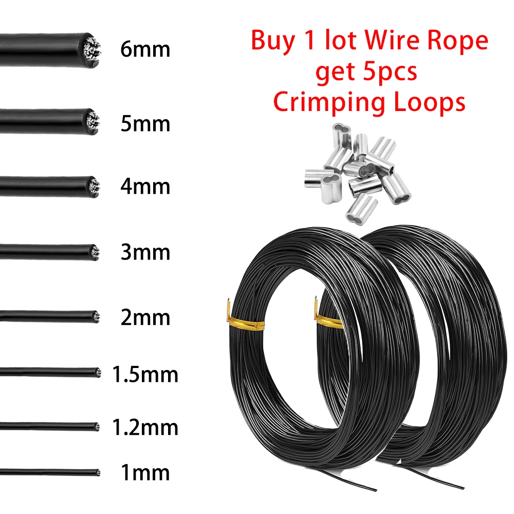 Steel Wire Rope PVC Coated Flexible Stainless Steel Black Steel Cable 1 ...