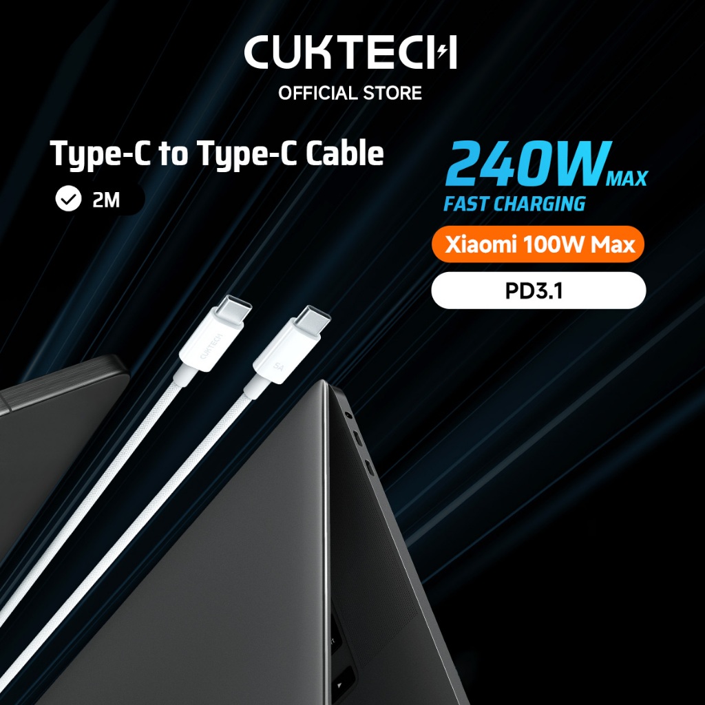 CUKTECH 240W 5A Braided Cable Type-C to Type-C Fast Charging Cable Xiaomi 100W PD3.1 Supercharge ...