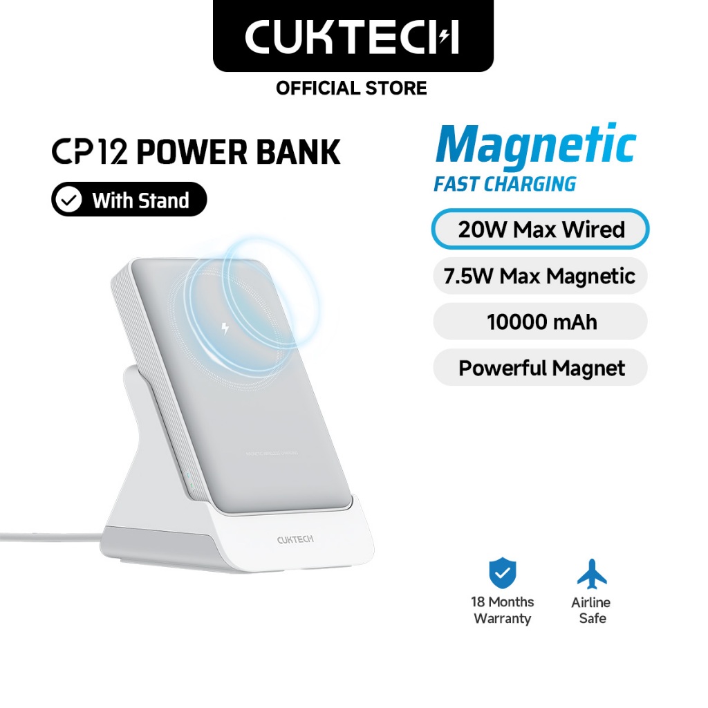 【New Arrival Offer】CUKTECH Magnetic Powerbank with Stand 10000 mAh 20W Max Fast Charging ...