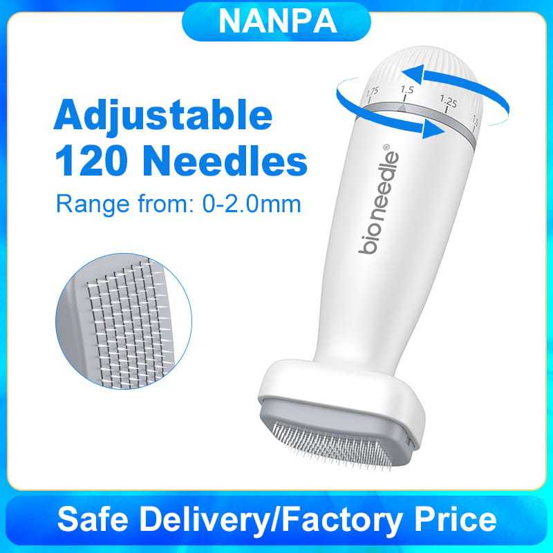 【Local Delivery】Adjustable 120Pins Bio Micro Needle 0.25-2.0mm Derma ...