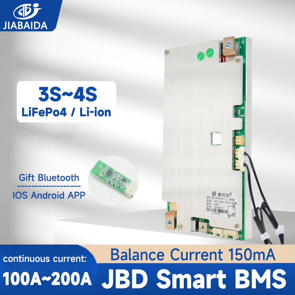 JBD BMS with Bluetooth Heating Series 4S 12V LiFePo4 Jiabaida Smart BMS 100A 150A 200A UART ...