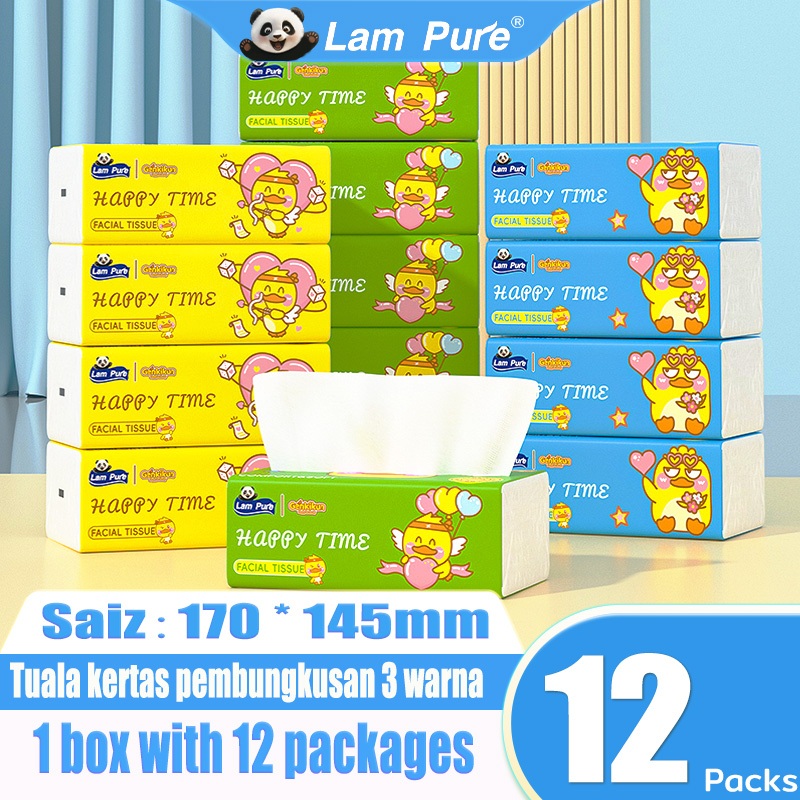 【12 Packs】LamPure Little Yellow Duck Facial Tissues 2-Ply Premium ...