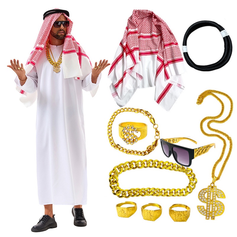 11pcs/Set Dubai Tycoon Costume Arab Shemagh Keffiyeh Head Wrap Tactical ...
