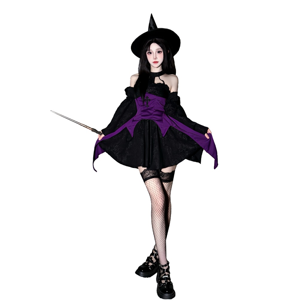 Halloween Magic Witch Dress Dark Gothic Cross cosplay dress | Shopee ...