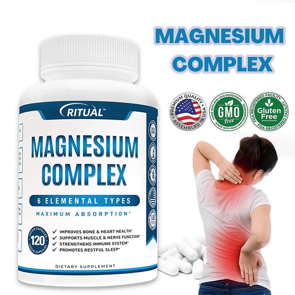 Magnesium Complex Supplement With 6 Active Magnesium For Nerves Function Muscles Recovery Heart ...