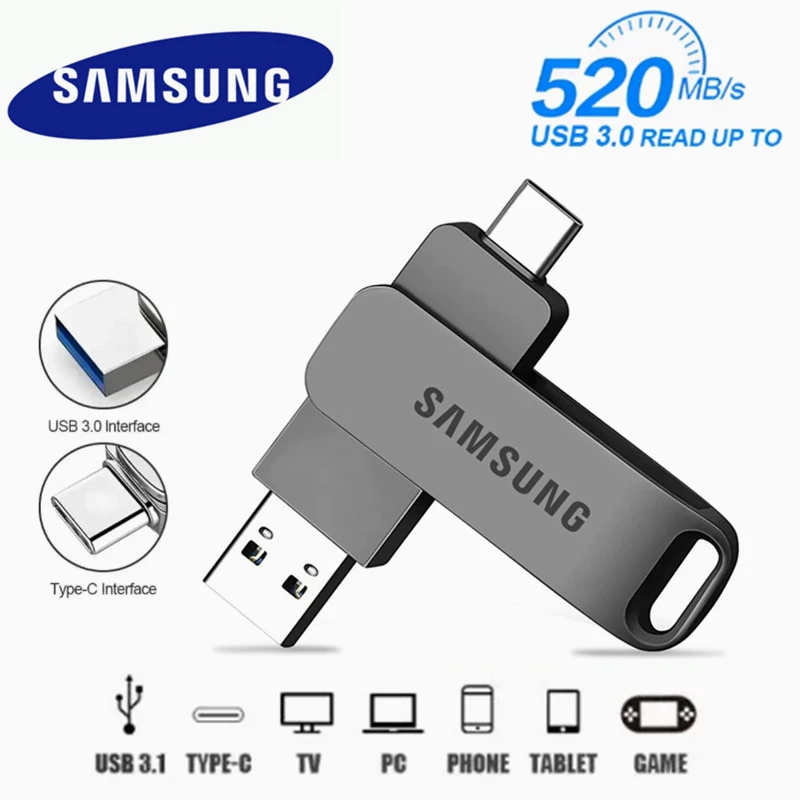 Samsung 1TB 2TB 2 In 1 Flash Drive High speed Metal USB Flash Drive ...