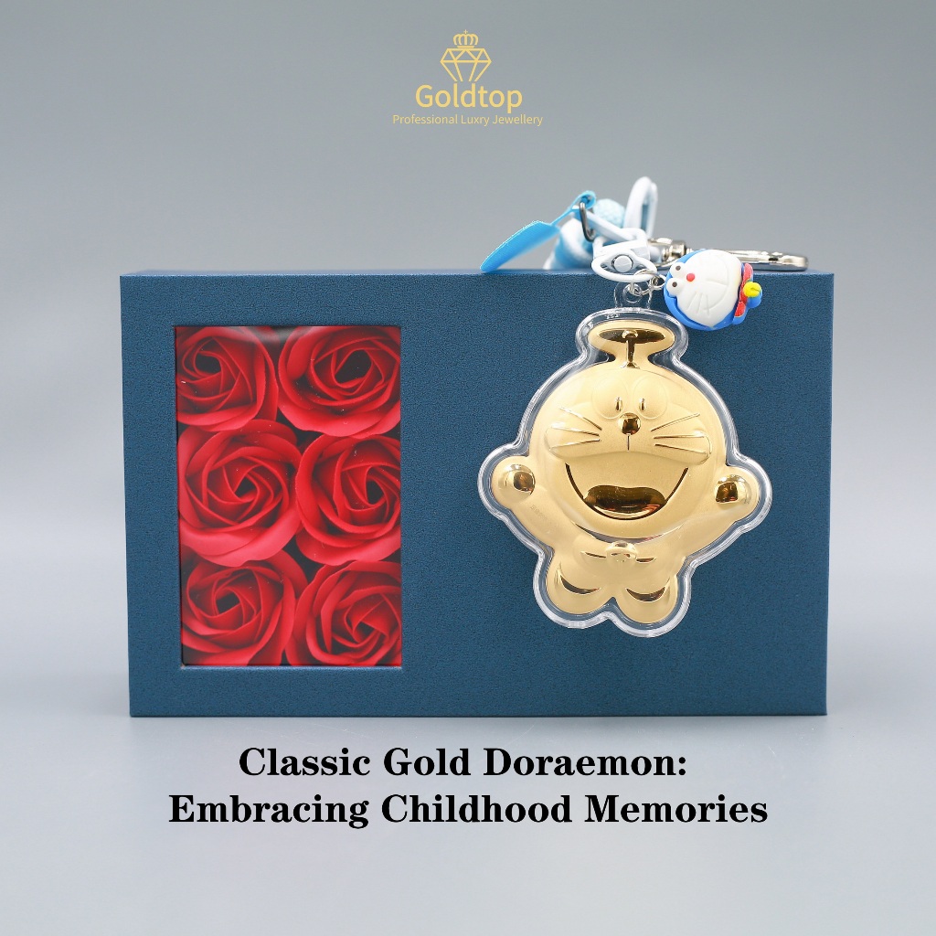 【Goldtop】Cute Classic 999 Pure Gold Doraemon(0.3g)-Embracing Childhood ...