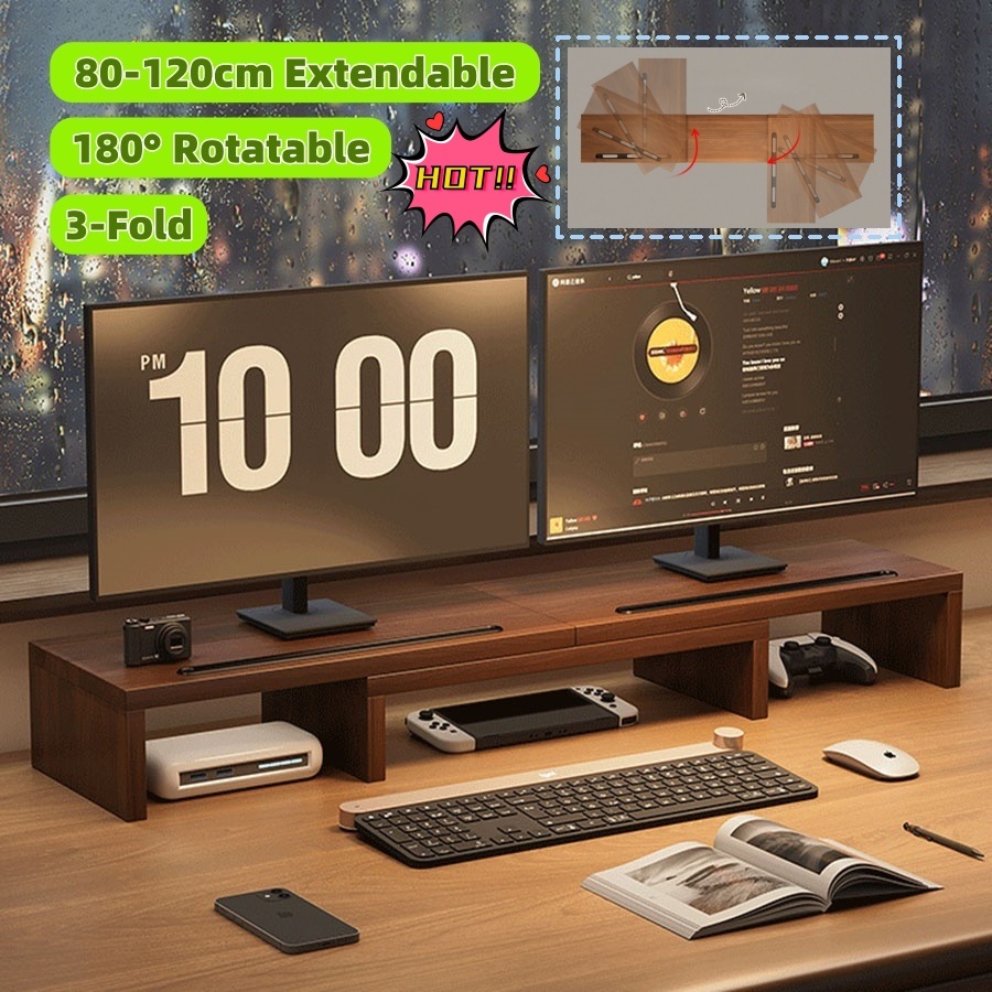 180° Rotate Computer Monitor Stand 80-120cm Extendable Desktop PC Rack ...