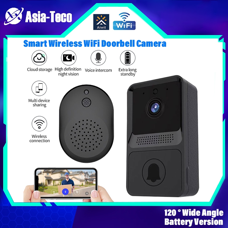 Wireless Doorbell Camera HD Video Doorbell with Battery Receiver Chime ...