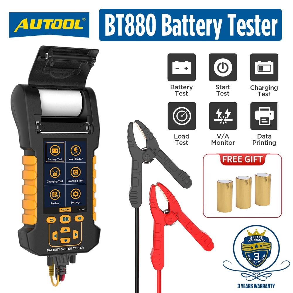 AUTOOL BT880 Car Battery Tester with Built-in Printer Data Playback ...