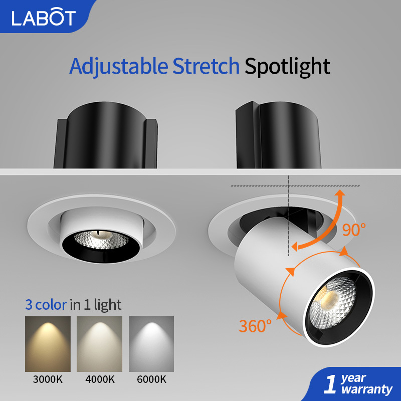 Retractable Spotlight Recessed Adjustable Anti-glare Spotlight Easy ...